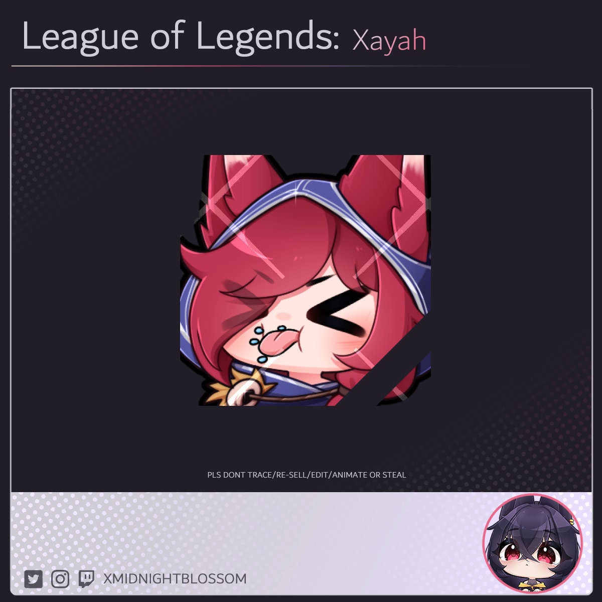 Animated Cute Xayah Mlem Lick BLBL Emote "league of Legends" | Twitch ...