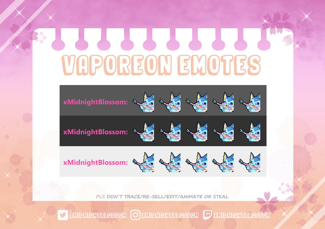 Cute Vaporeon Aquana Pew Pew Aqua Gun Pistol Emote for Twitch/discord ...