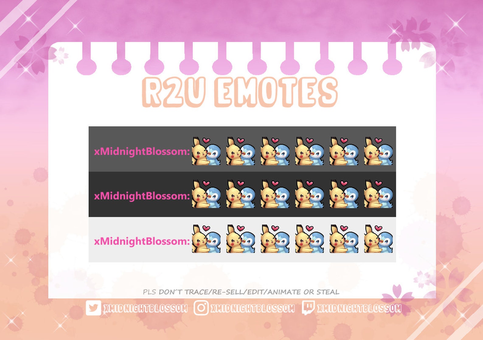 Piplup Plinfa Pikachu Cute Hug Hug Emote Twitch/ Discord Emote for ...