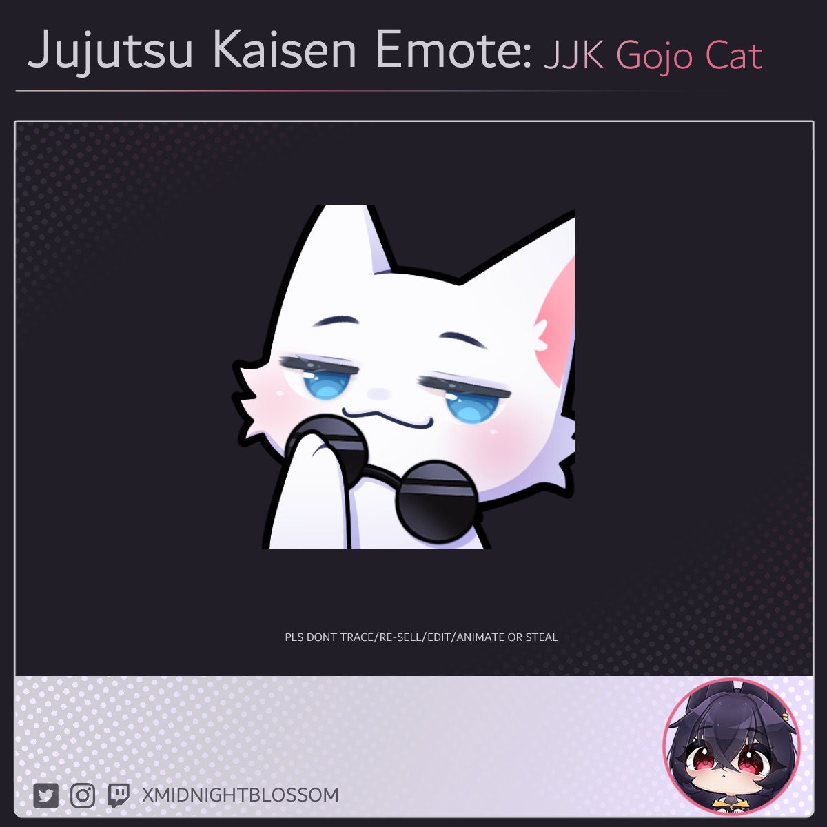 Animated Cute Go Jo Smug Cat Emote "jjk" | Twitch Discord Emotes ...