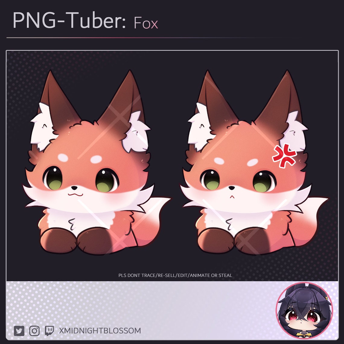 Cute Fox Chibi PNG Tuber Stream Asset Cam reactive PNG Twitch Youtube - Etsy