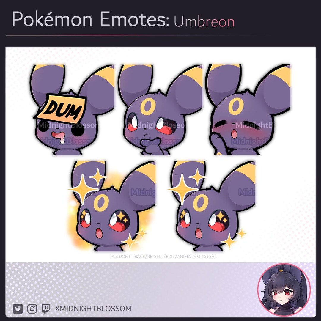 Cute Umbreon Nachtara Emote Set |twitch Discord Emotes | Twitch Graphic ...