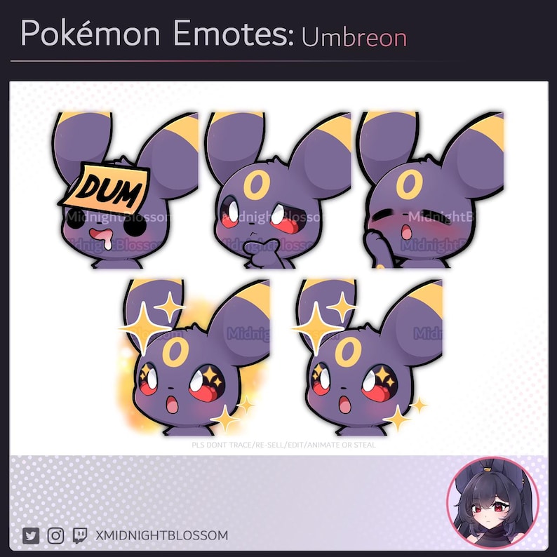 Cute Umbreon Nachtara Emote Set |twitch Discord Emotes | Twitch Graphic ...