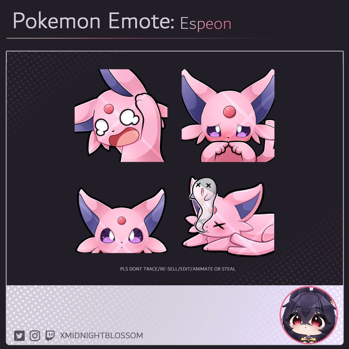 Espeon Pokemon Emote Set |twitch Discord Emotes | Twitch Graphic - Etsy