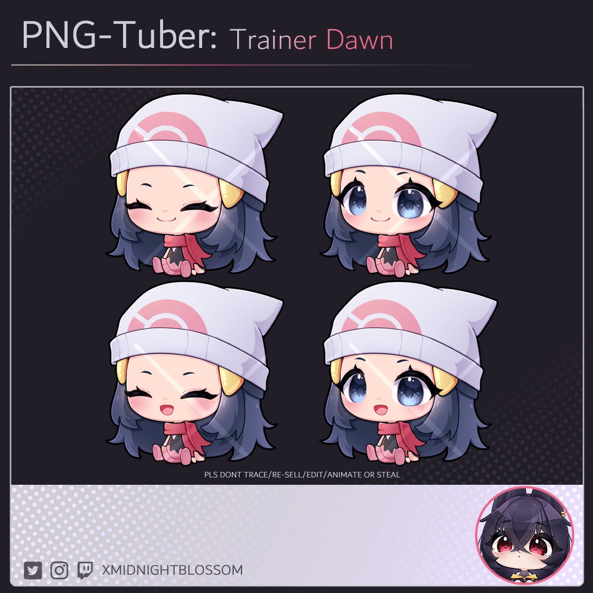Cute Chibi Dawn Lucia | PNG Tuber | Stream Asset | Cam |reactive PNG ...