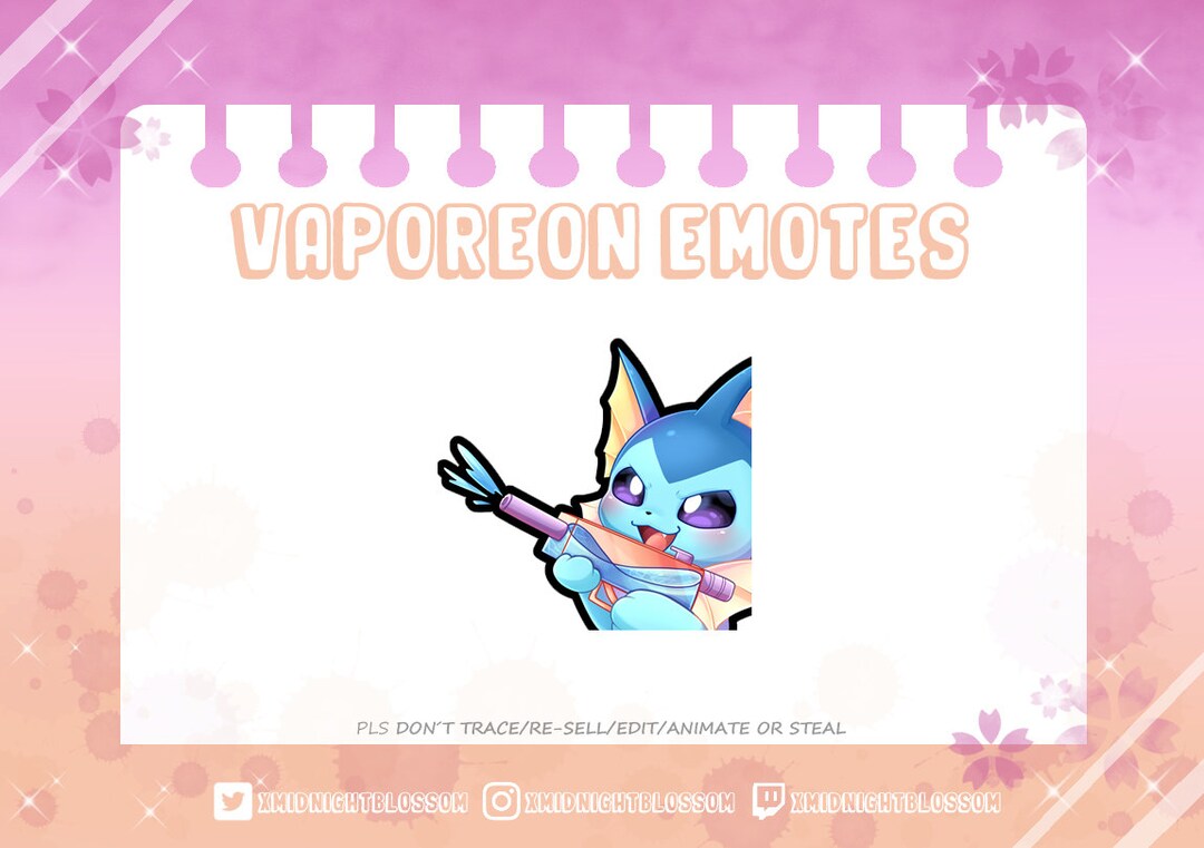 Cute Vaporeon Aquana Pew Pew Aqua Gun Pistol Emote for Twitch/discord ...