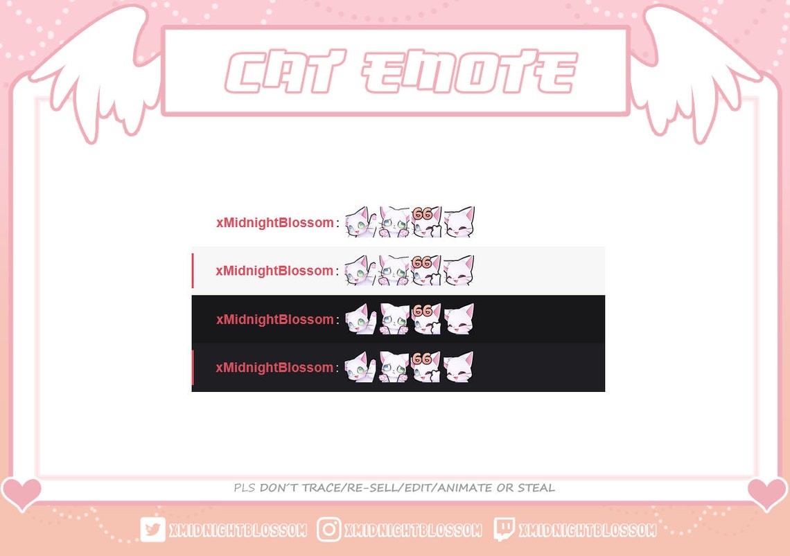 Cute White Cat Neko Emotes | Twitch Discord| Twitch Graphic - Etsy
