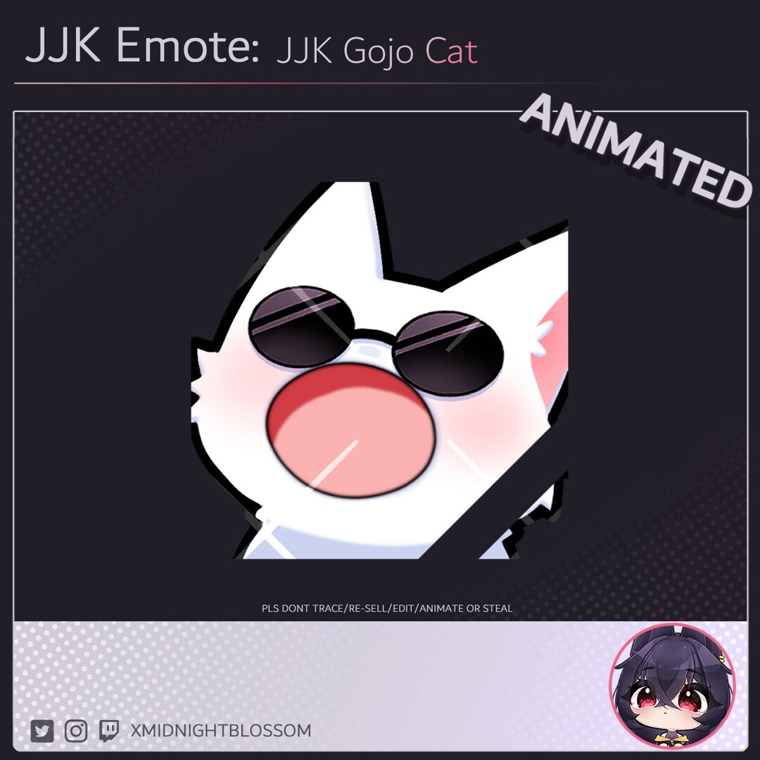 Animated Cute Go Jo Pop Cat Meme Emote "jjk" | Twitch Discord Emotes ...
