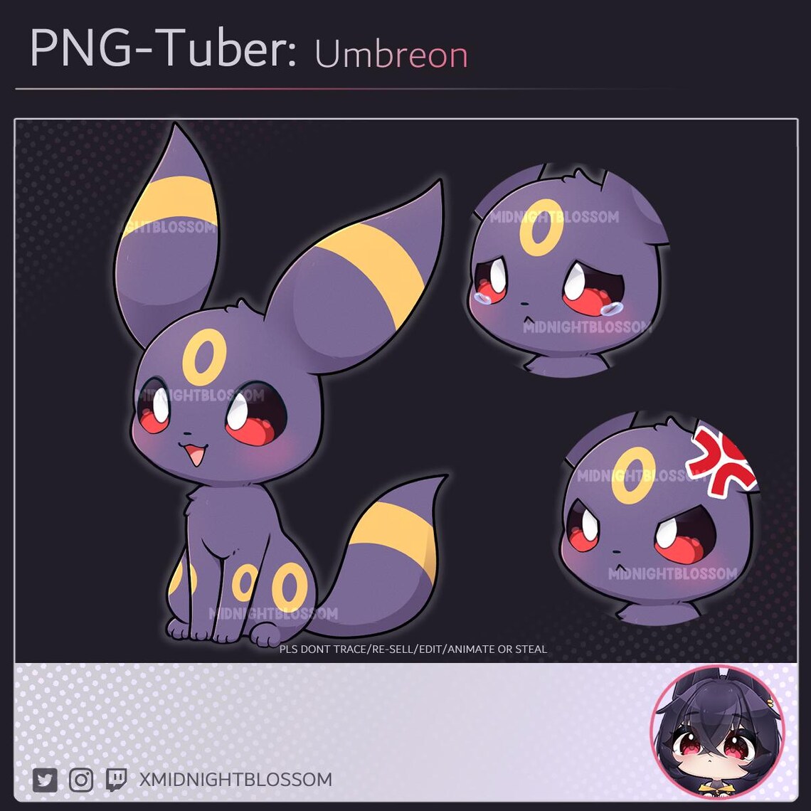 Cute Umbreon Nachtara PNG Tuber With 3 Emotions | Stream Asset | Cam ...