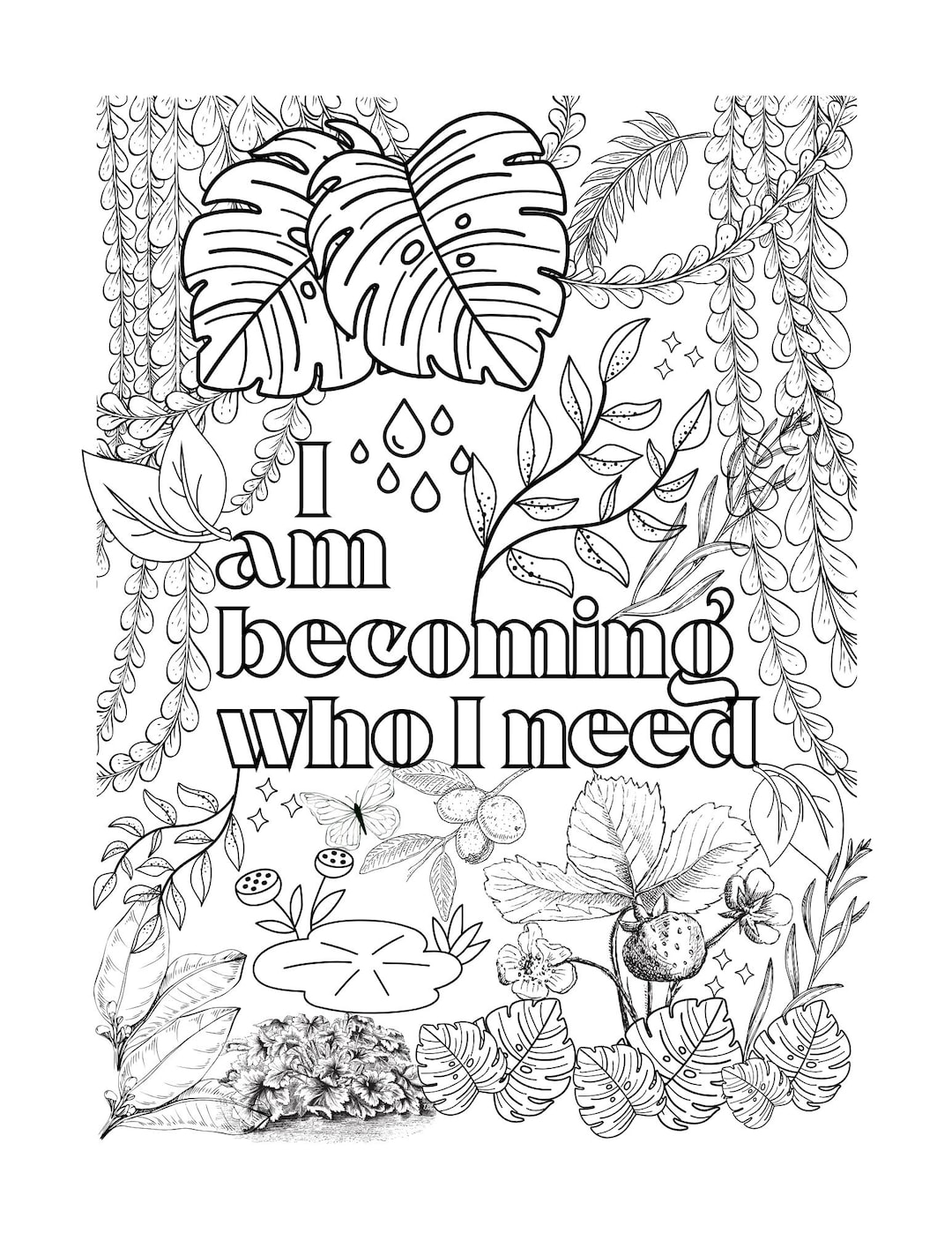Positive Affirmation Coloring Page - Etsy