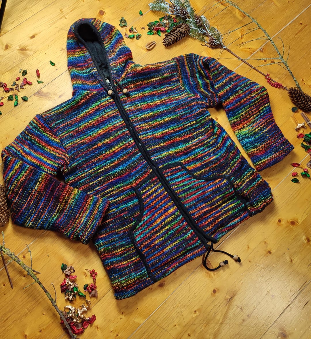 Nepalese Wool Fleece Hippie Jacket / Made in Nepal Colorful Patchwork ...