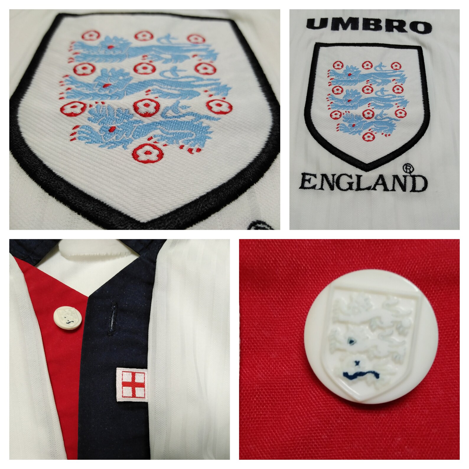 England 1998 World Cup Umbro Home Football Jersey 90s Made in England ...