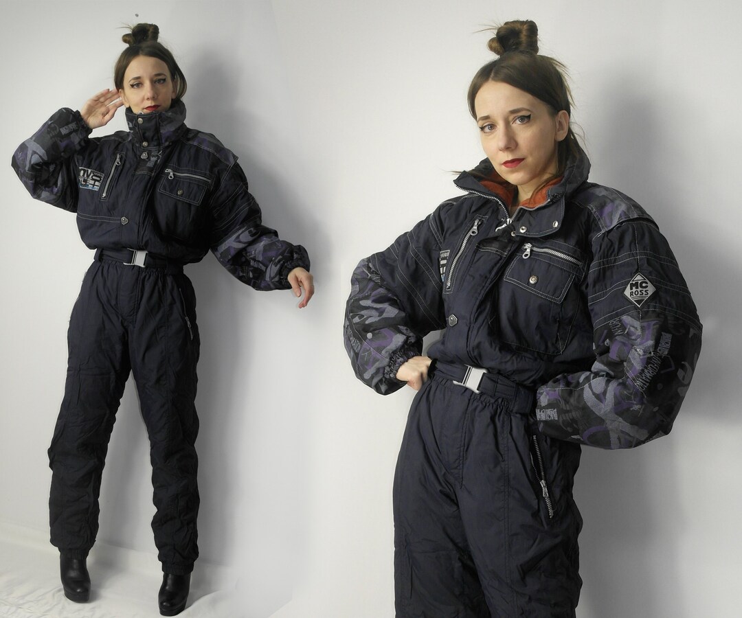 Vintage 80s Graphic One Piece Ski Suit by MC Ross Size D 42, F 44, I 48 ...