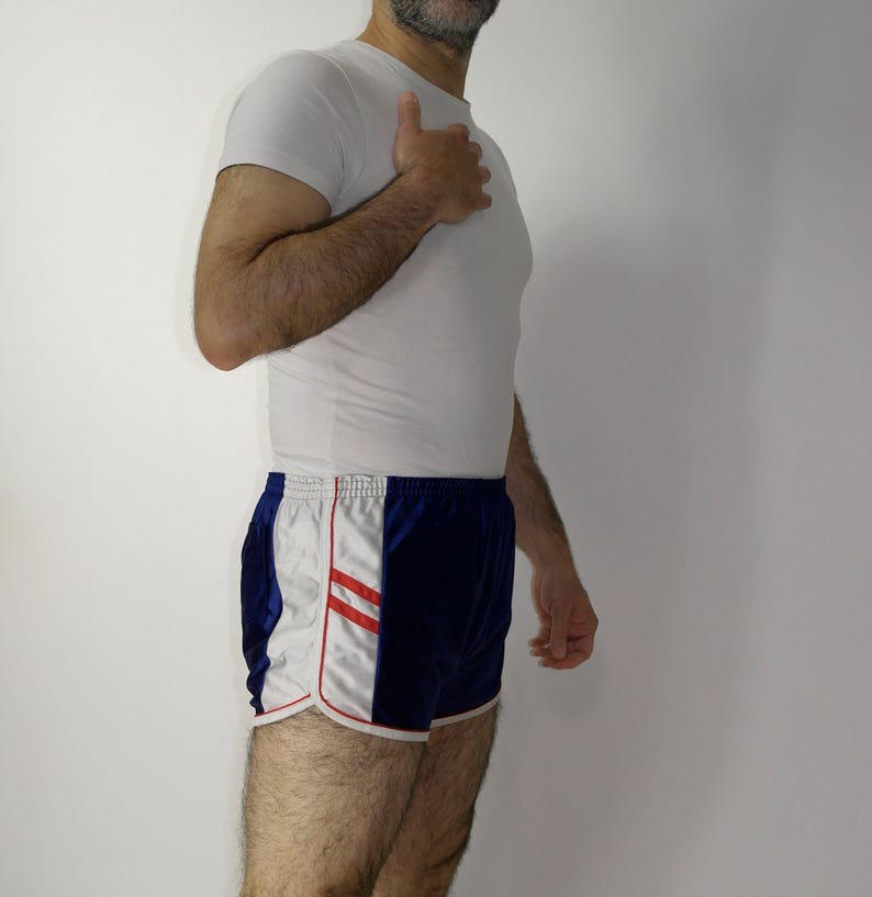 Vintage 80s Polish Sprinter Shorts Blue Colorblock | Shiny Running Gym ...