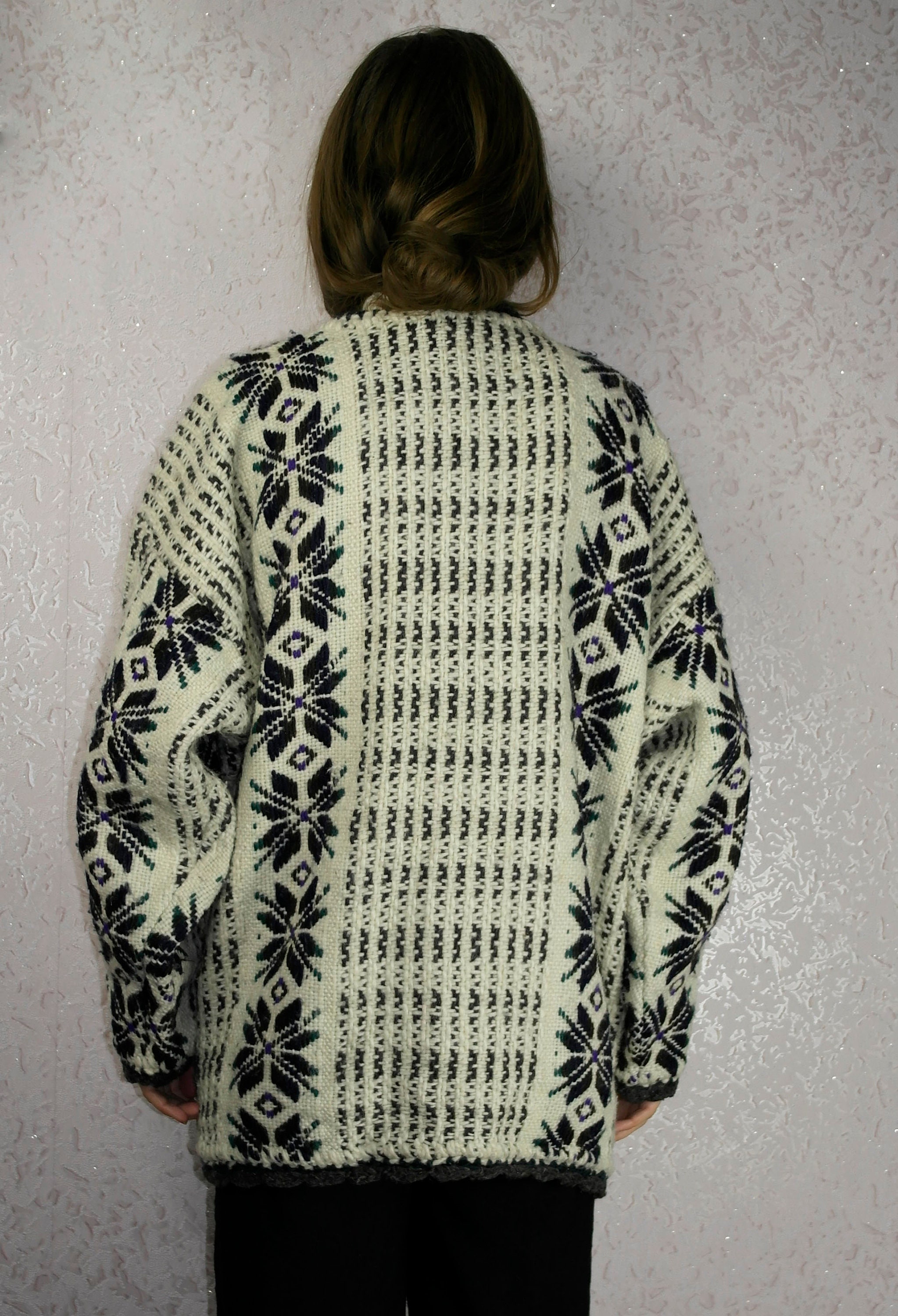 Vintage Folk Wool Sweater South America Aztec Ecuador Cardigan Jacket ...