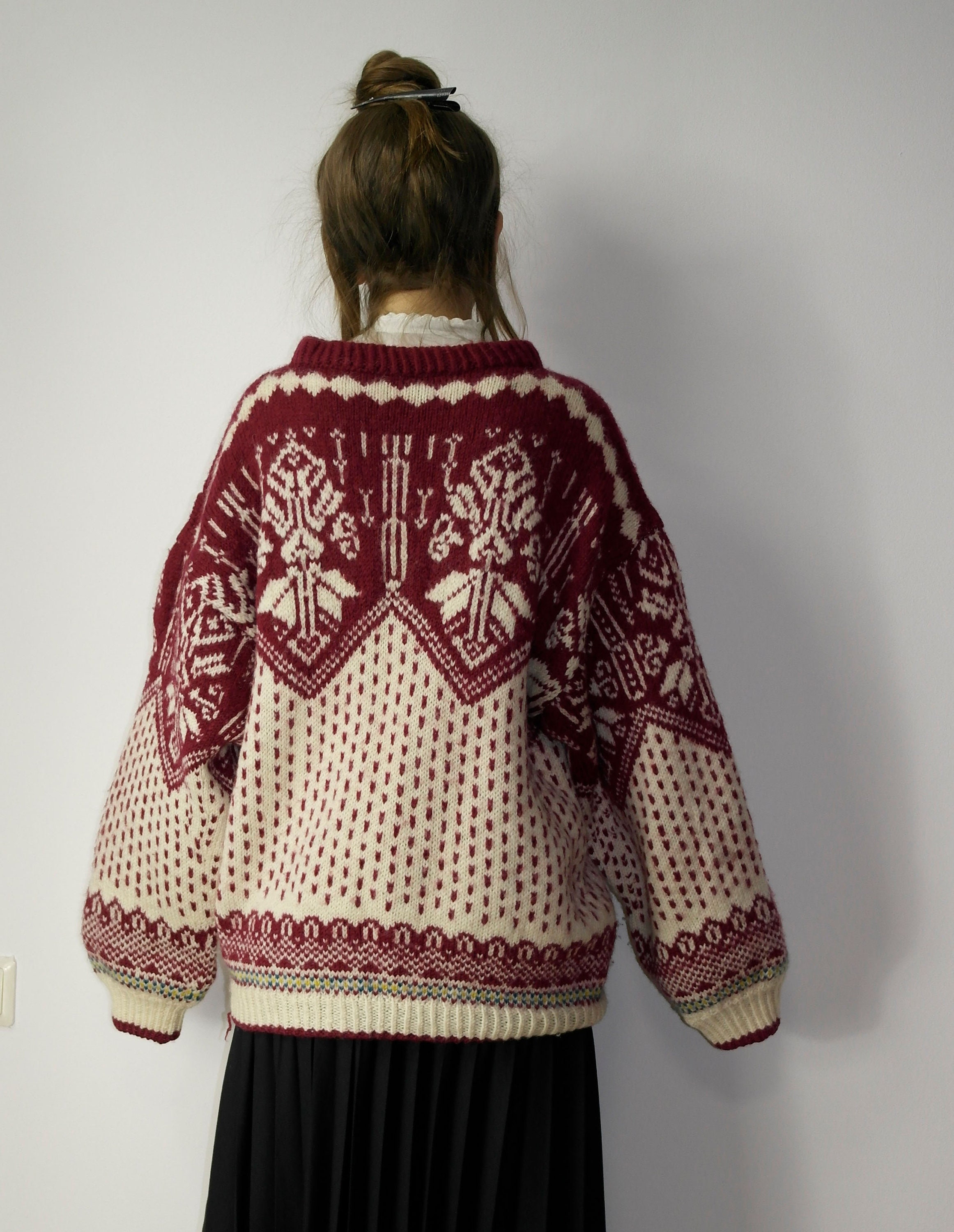 Vintage Norwegian Folk Wool Sweater / Handmade Norway Nordic - Etsy