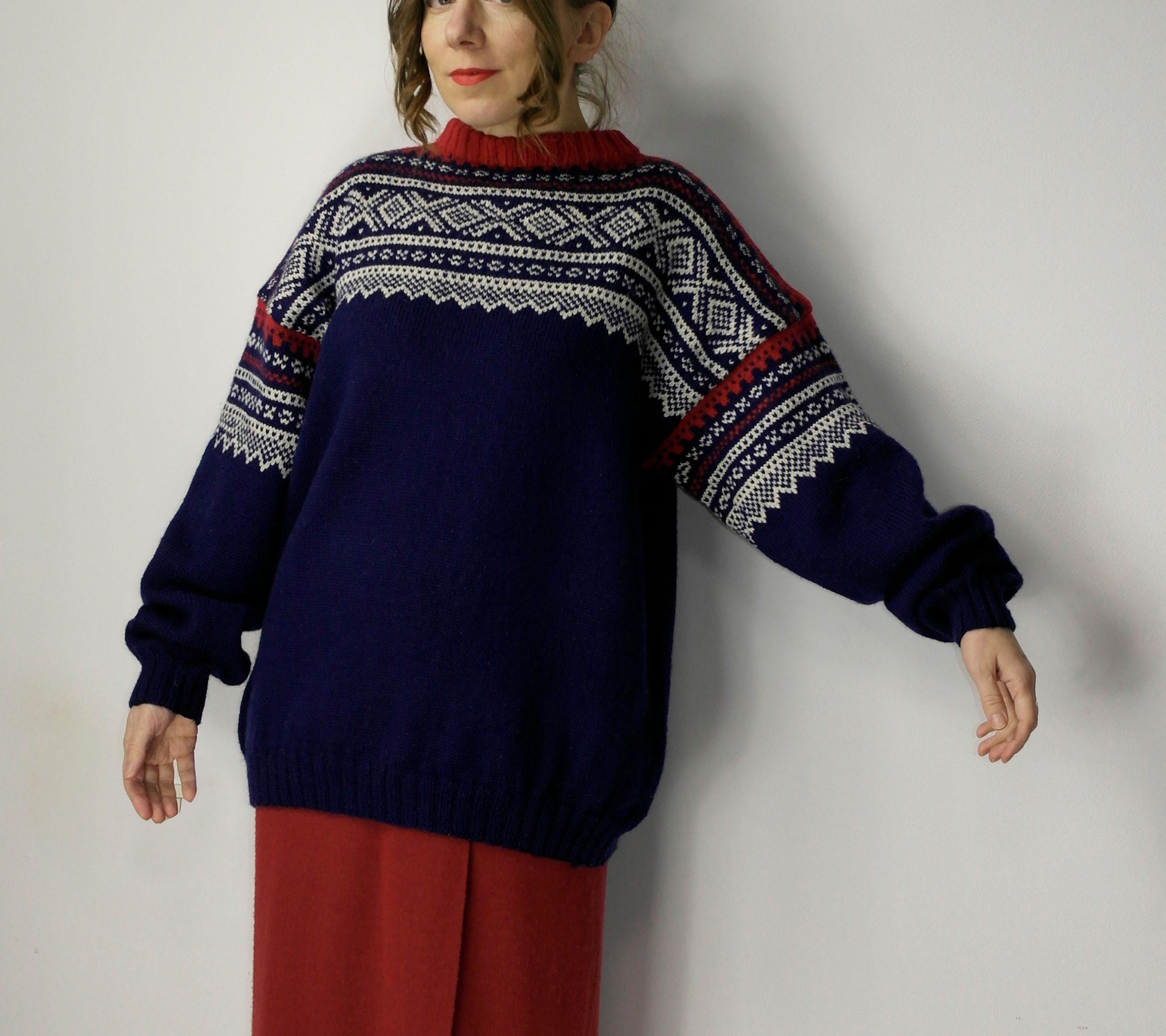Vintage Norwegian Marius Wool Sweater – Handmade Folk Pattern Pullover ...