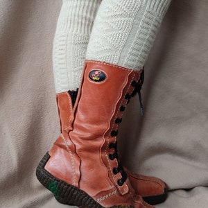 Y2K High „eject” Leather Boots 37 Women Lace up Cosplay Boots Hippie ...