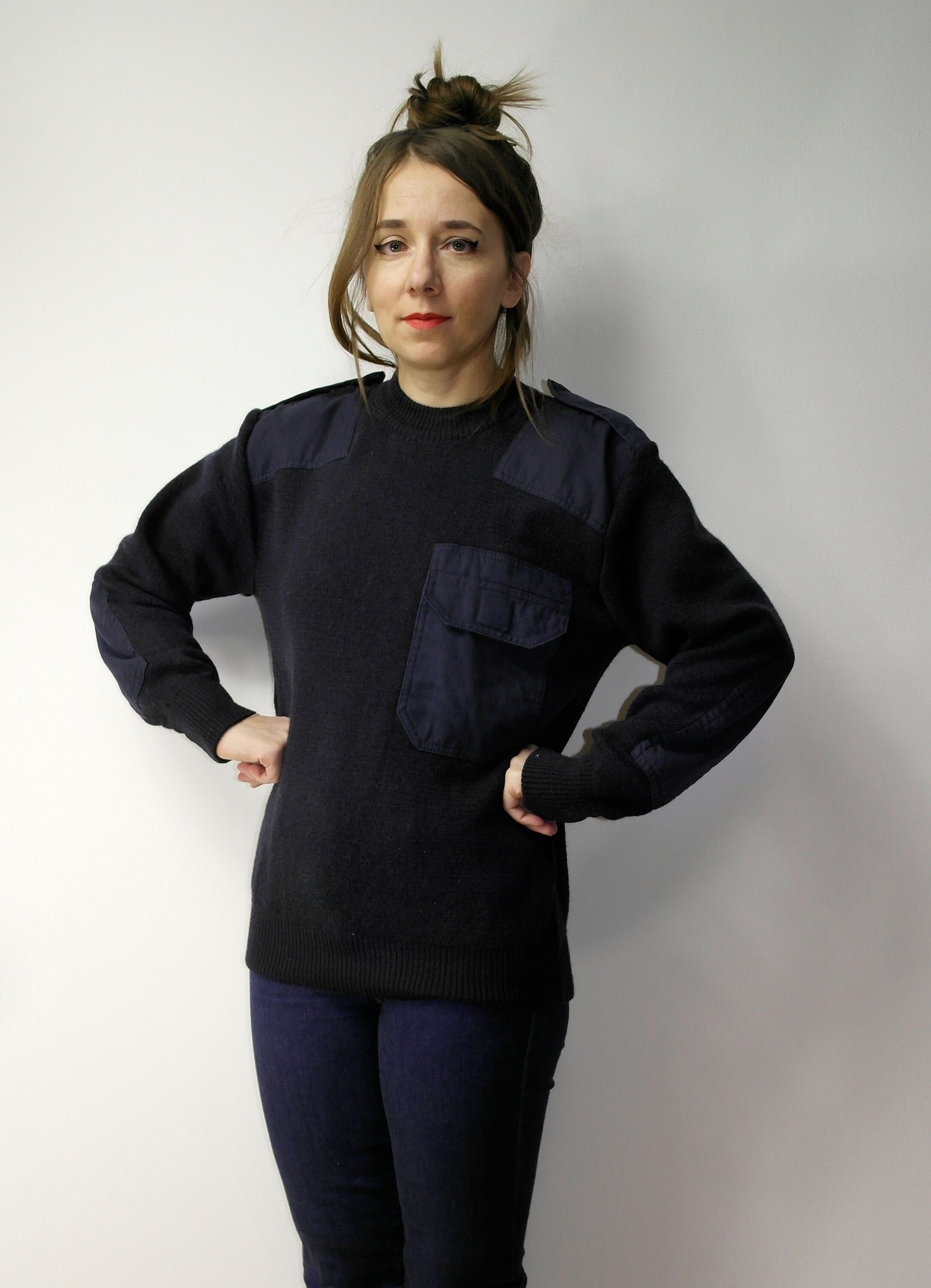 Vintage British Army Navy Blue Sweater Pure New Wool Commando Jumper ...