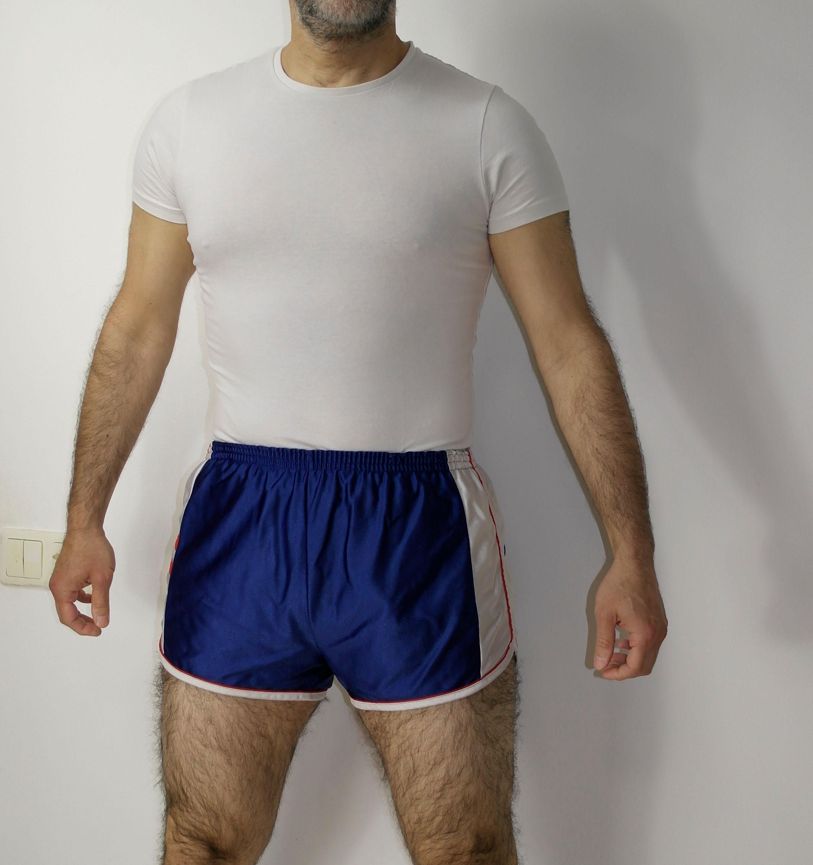 Vintage 80s Polish Sprinter Shorts Blue Colorblock | Shiny Running Gym ...