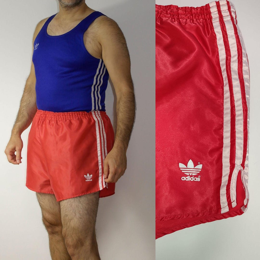 80s Shiny Adidas Soccer Sprinter Shorts Vintage Satin 3 Stripes Trefoil ...
