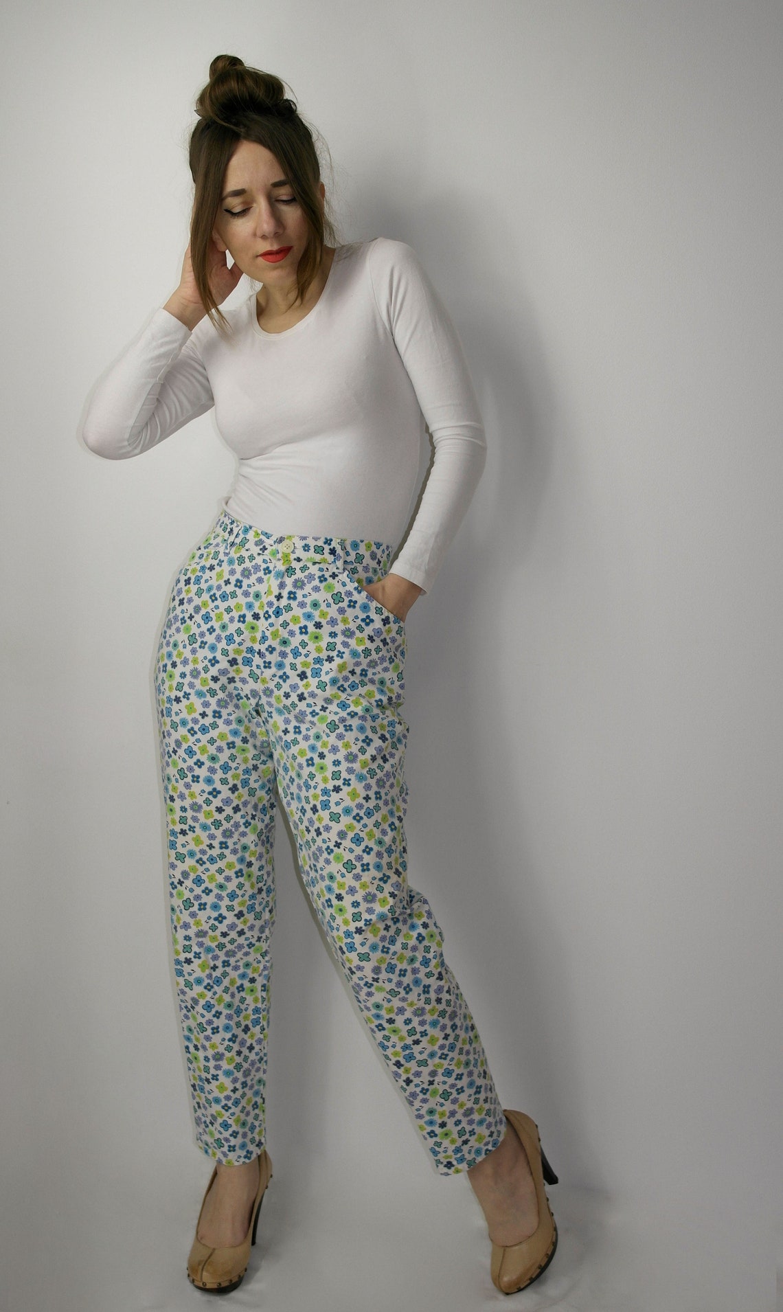 70s Flower Power Finnish Pants Made in Finland Marimekko Style - Etsy