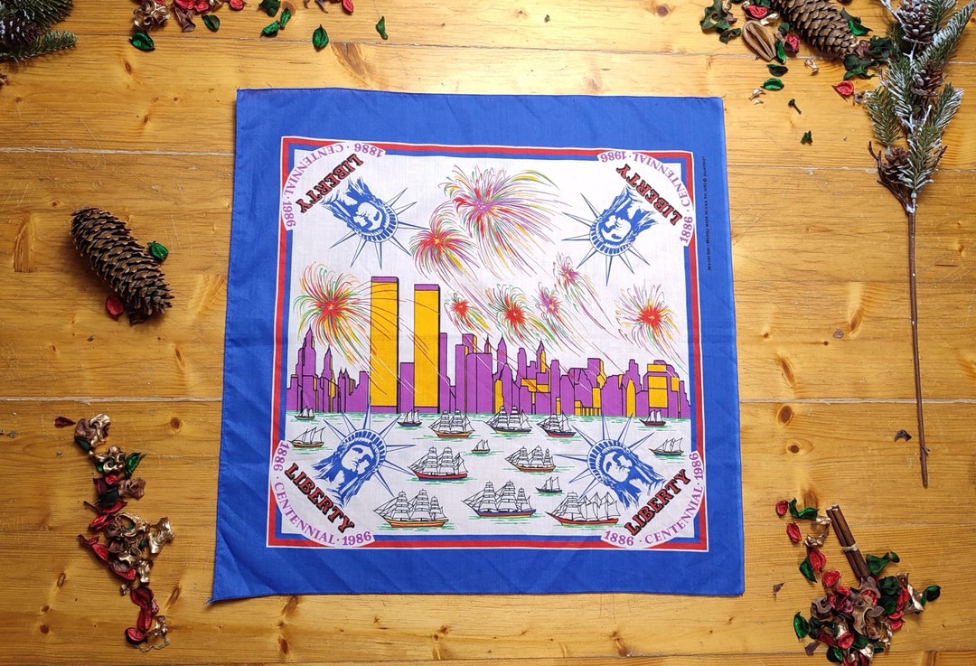 Statue of Liberty Centennial Bandana Scarf 1986 New York / Made in USA ...