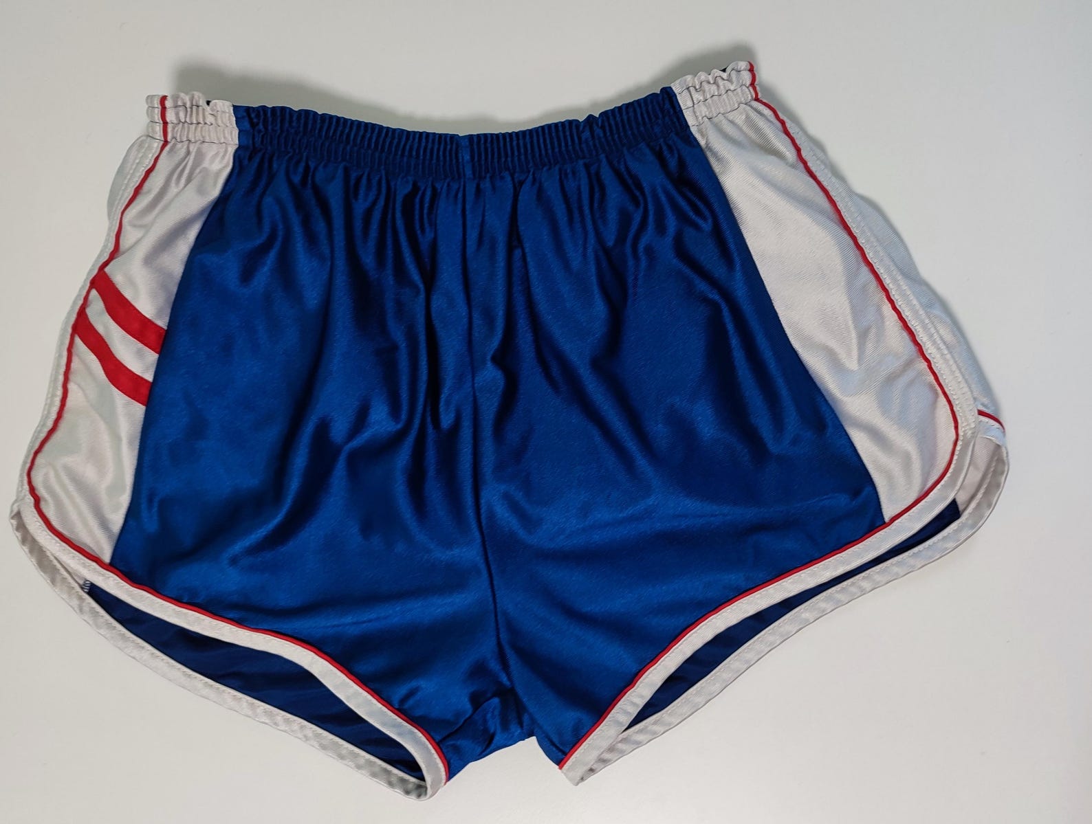 Vintage 80s Polish Sprinter Shorts Blue Colorblock | Shiny Running Gym ...