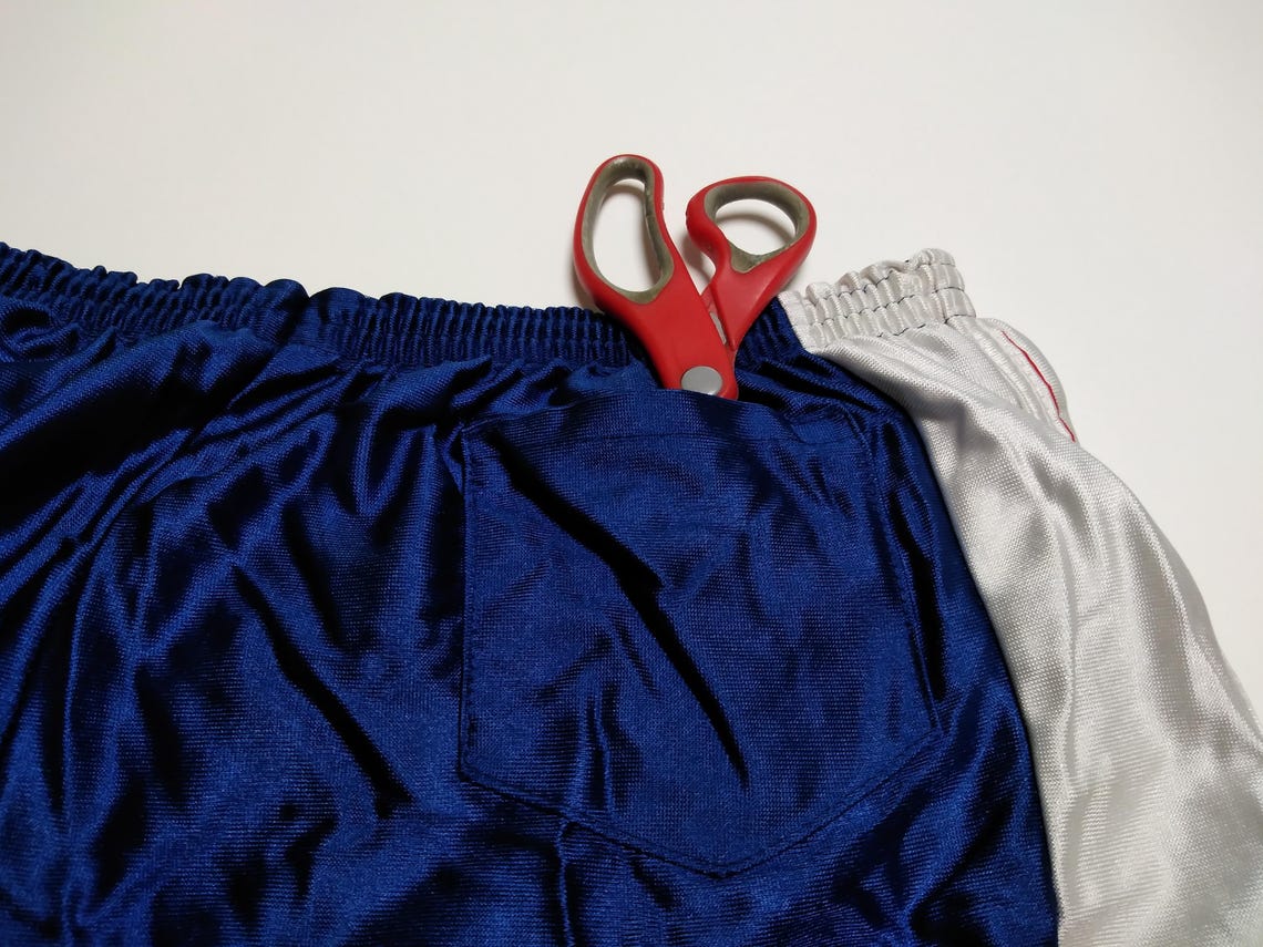 Vintage 80s Polish Sprinter Shorts Blue Colorblock | Shiny Running Gym ...
