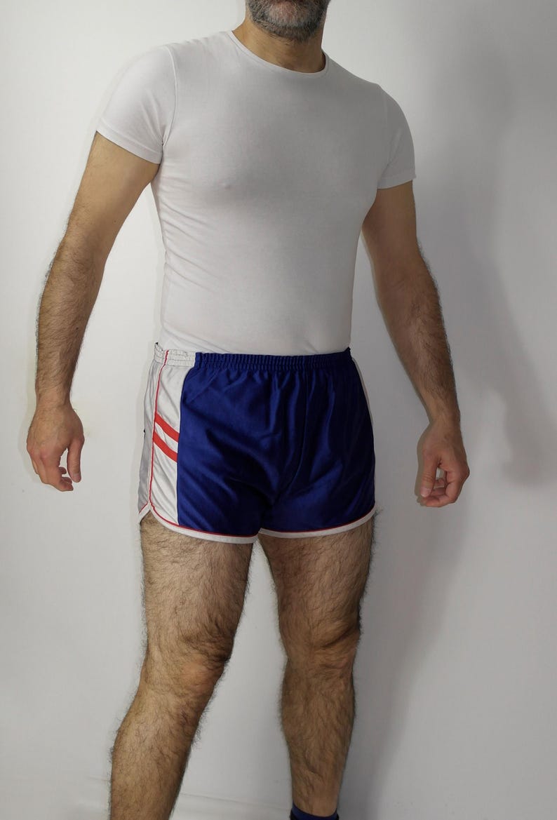 Vintage 80s Polish Sprinter Shorts Blue Colorblock | Shiny Running Gym ...