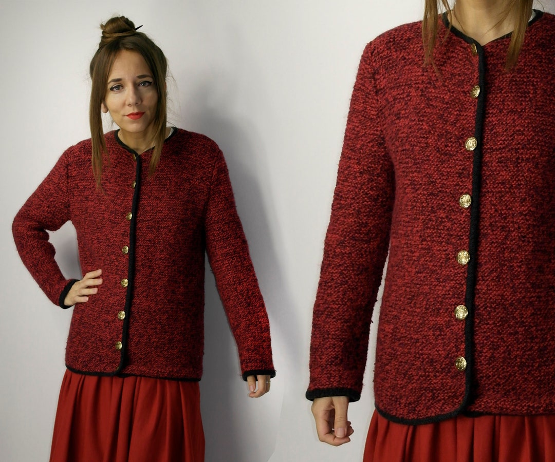Vintage Austrian Cardigan Trachten Tyrol Bavarian Folk Wool / Wool ...