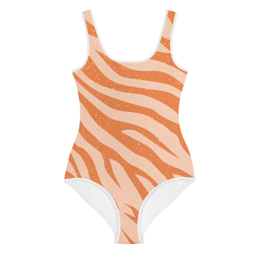 Youth Swimsuit in orange Tiger - Etsy