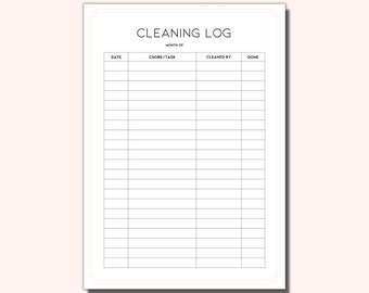 Weekly Cleaning Log Printable - Etsy