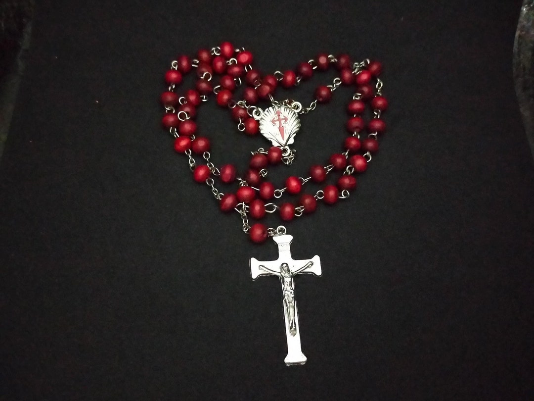 Catholic Rosary Beads, Rose Petals Rosary Beads, RED Rosary Beads ...