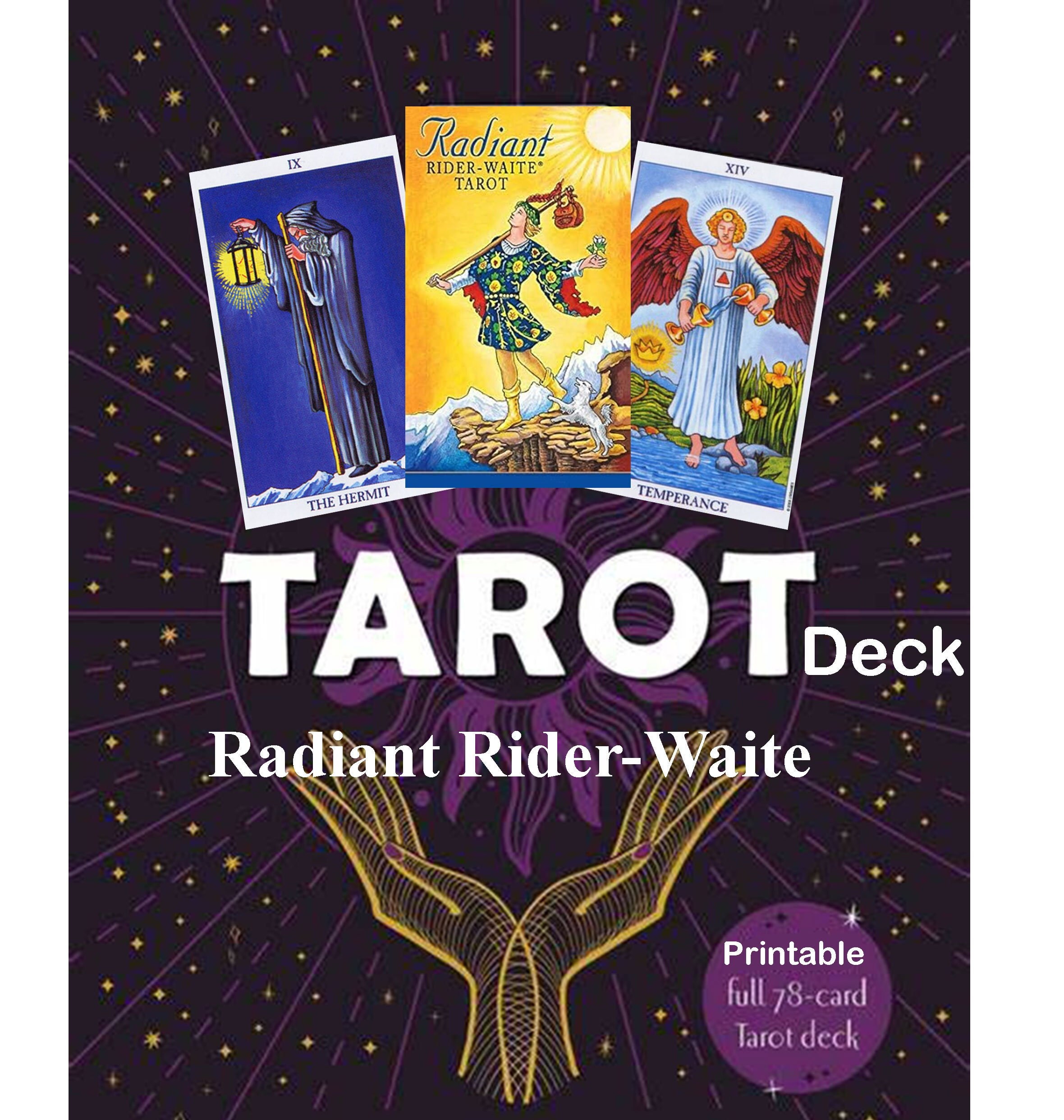 Radiant Rider-waite Tarot, 78 Card Tarot Deck PRINTABLE, Tarot Deck ...