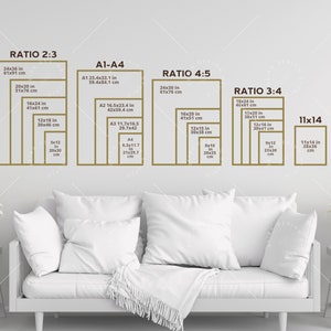 Wall Art Size Guide Standard Frame Sizes Guide Living Room - Etsy Ireland
