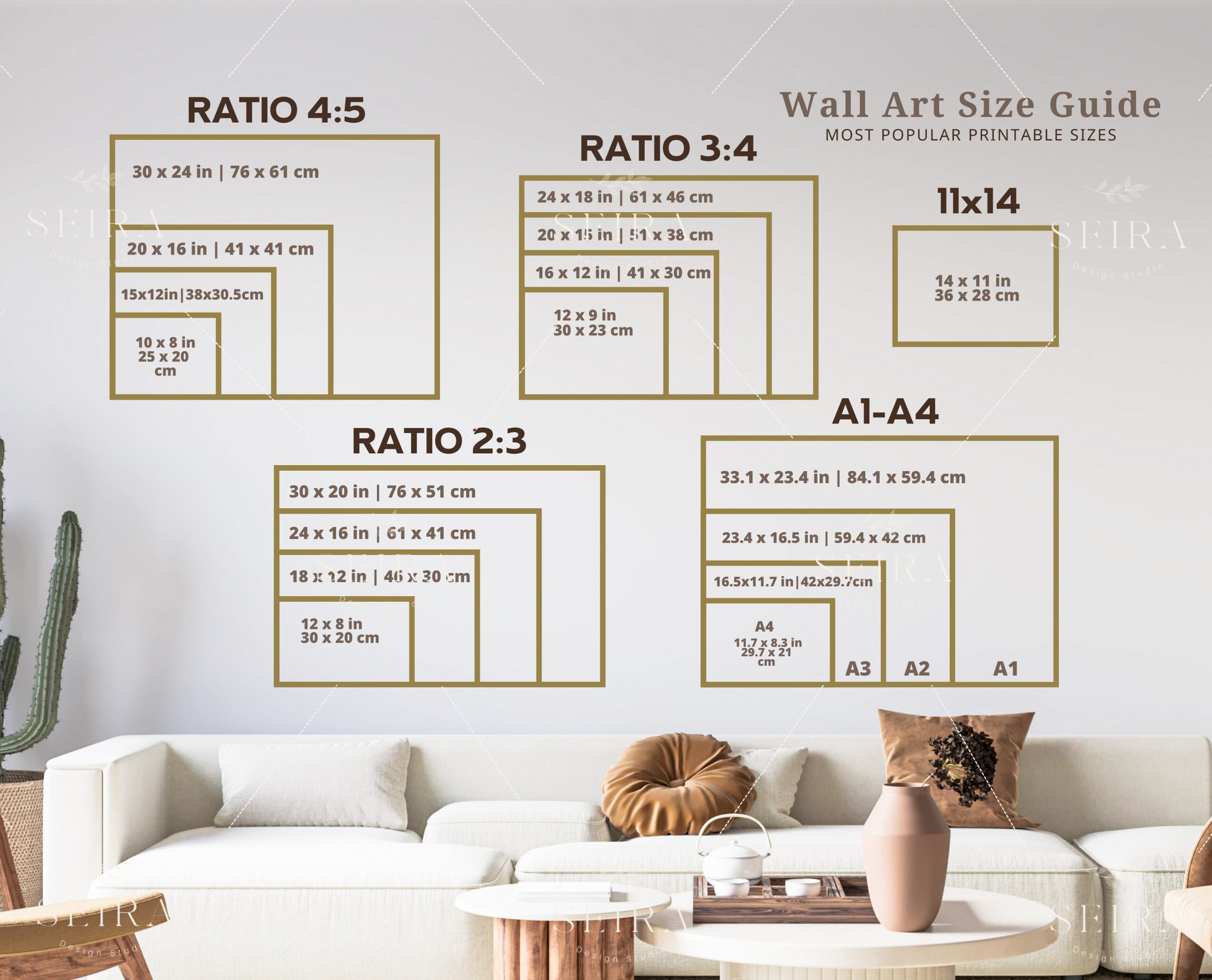 Wall Art Size Guide Frame Size Guide Print Size Guide - Etsy Ireland