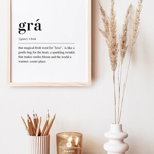 Grá Irish Print, Grá Definition Print, Ireland Print, Irish Sayings ...