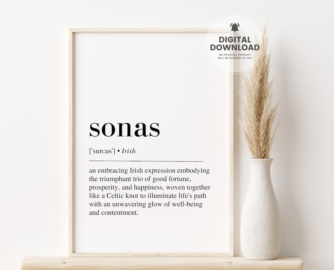 Sonas Definition Print, Irish Print, Irish Home Decor, Ireland Print ...