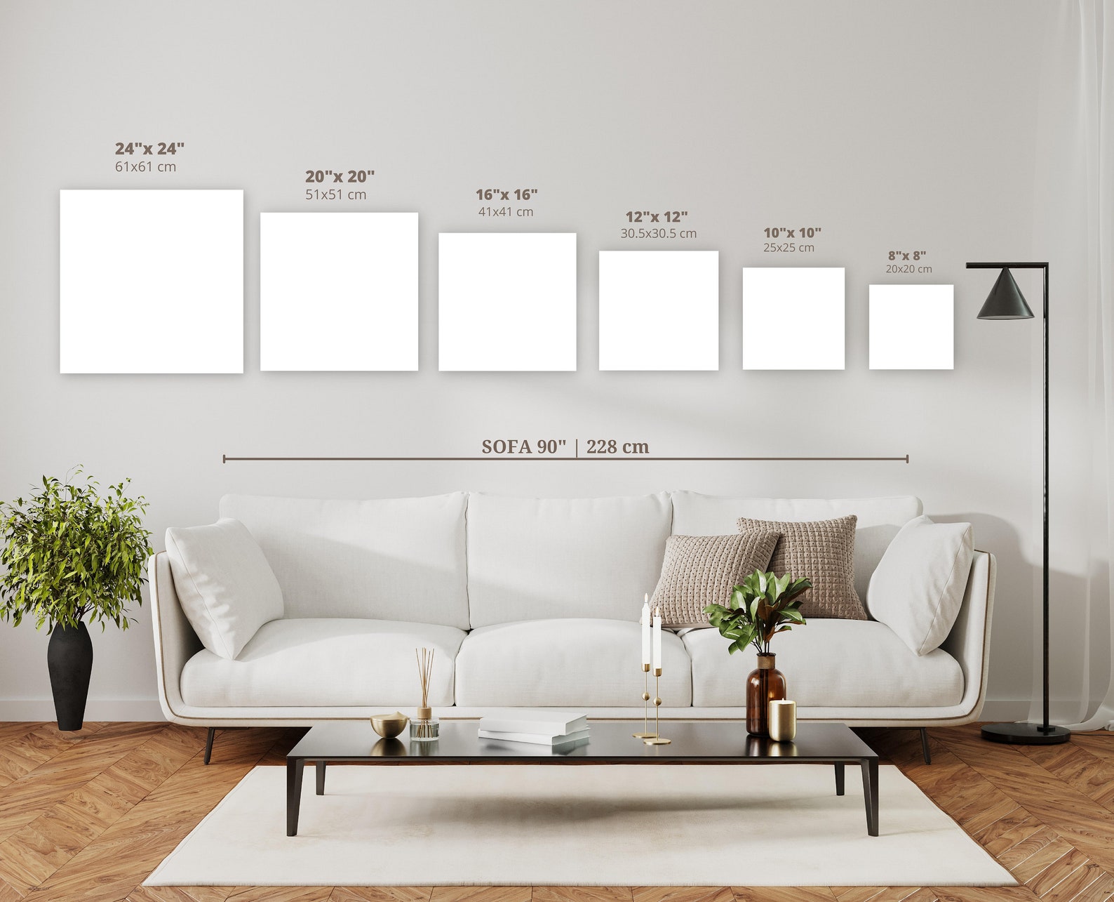 Wall Art Size Guide, Square Frame Sizes Guide, Canvas Size Guide ...