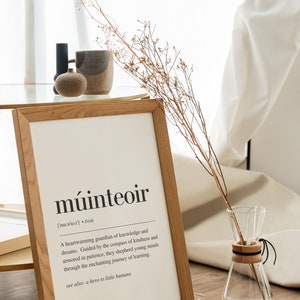Múinteoir Definition Print, Irish Print, Irish Gift, Teacher Gift ...