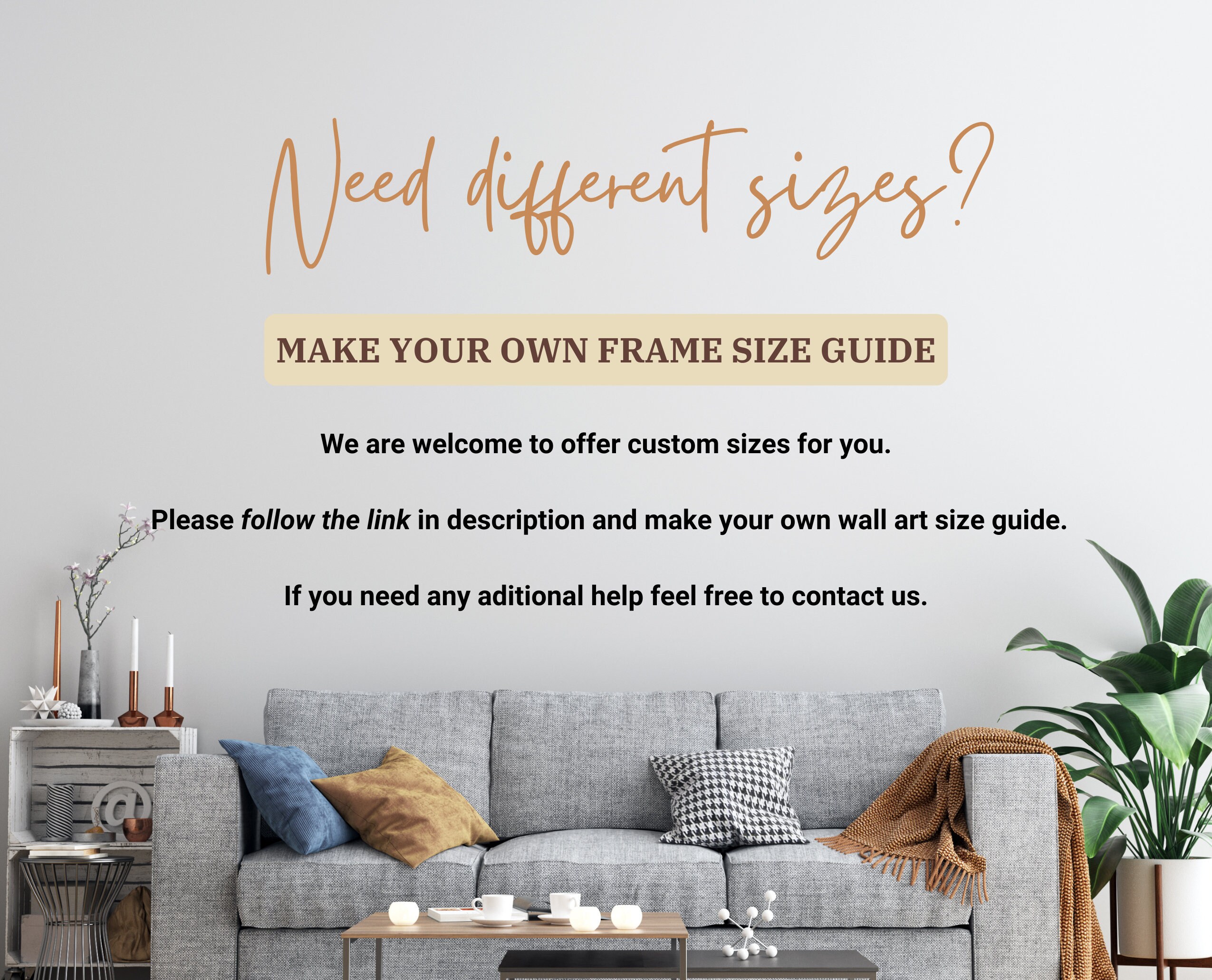 Wall Art Size Guide Standard Frame Sizes Guide Living Room - Etsy UK