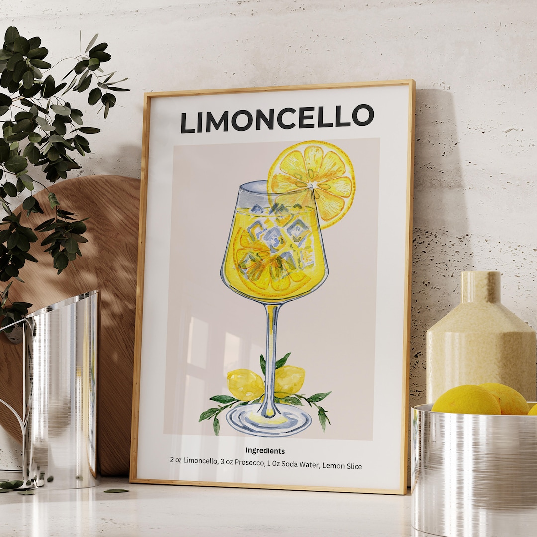 Limoncello Print, Digital Download, Downloadable Print, Bar Cart Print ...