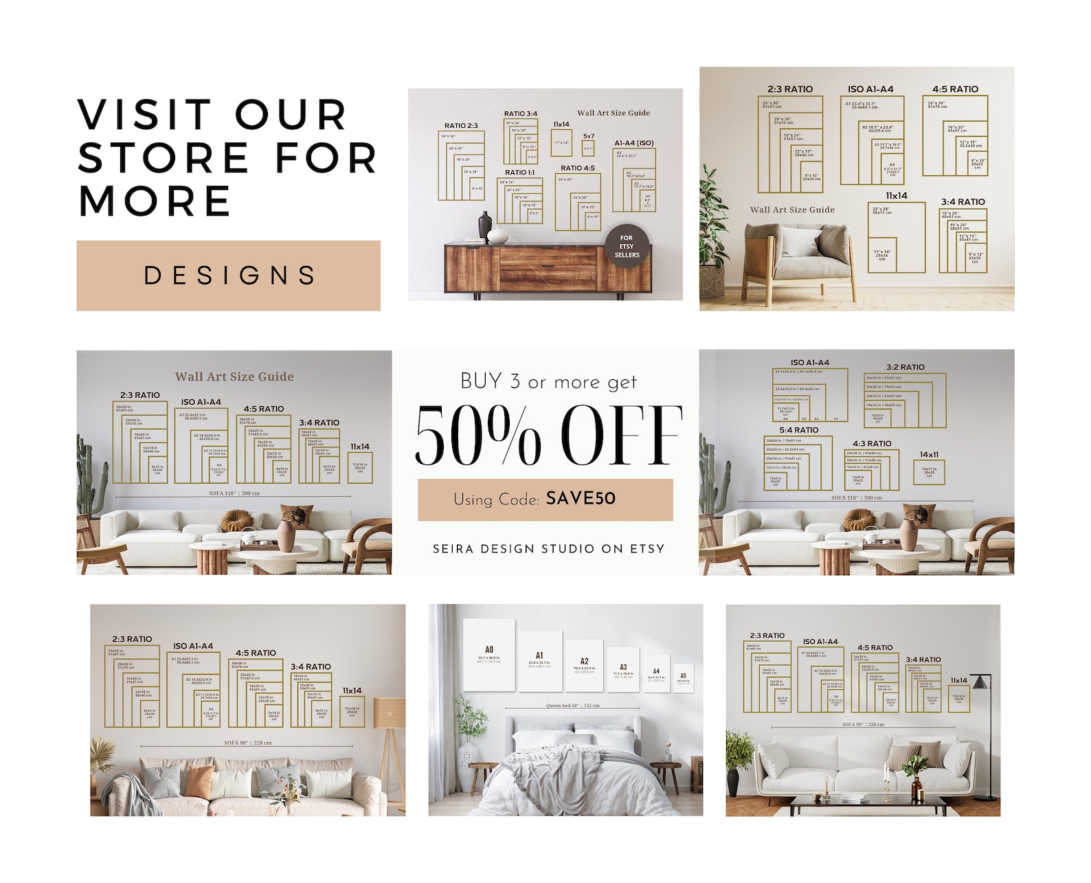 Wall Art Size Guide, Frame Size Guide, Print Size Guide, Comparison ...