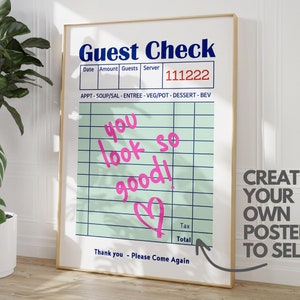 Blank Guest Check List, Guest Check Print, Guest Check Mockup ...