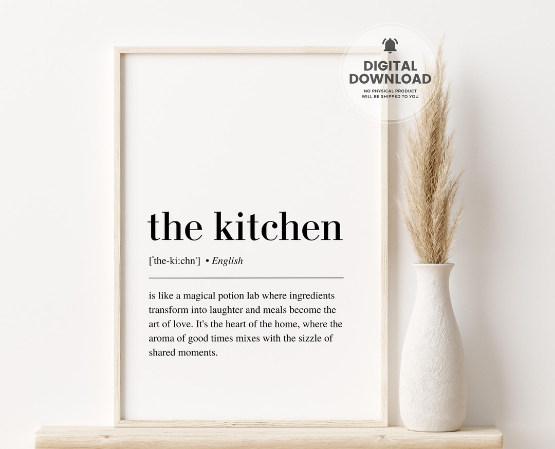 Kitchen Definition Print, Kitchen Printable Wall Art, Kitchen Print ...