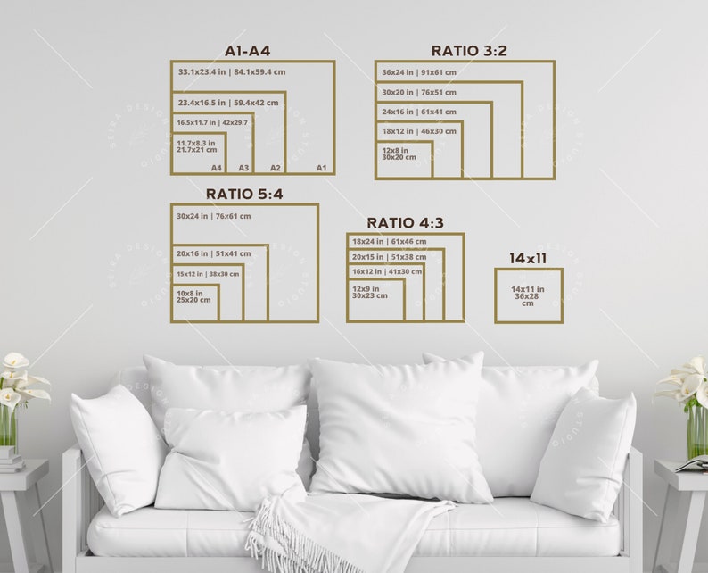 Horizontal Wall Art Size Guide Standard Frame Sizes Guide - Etsy