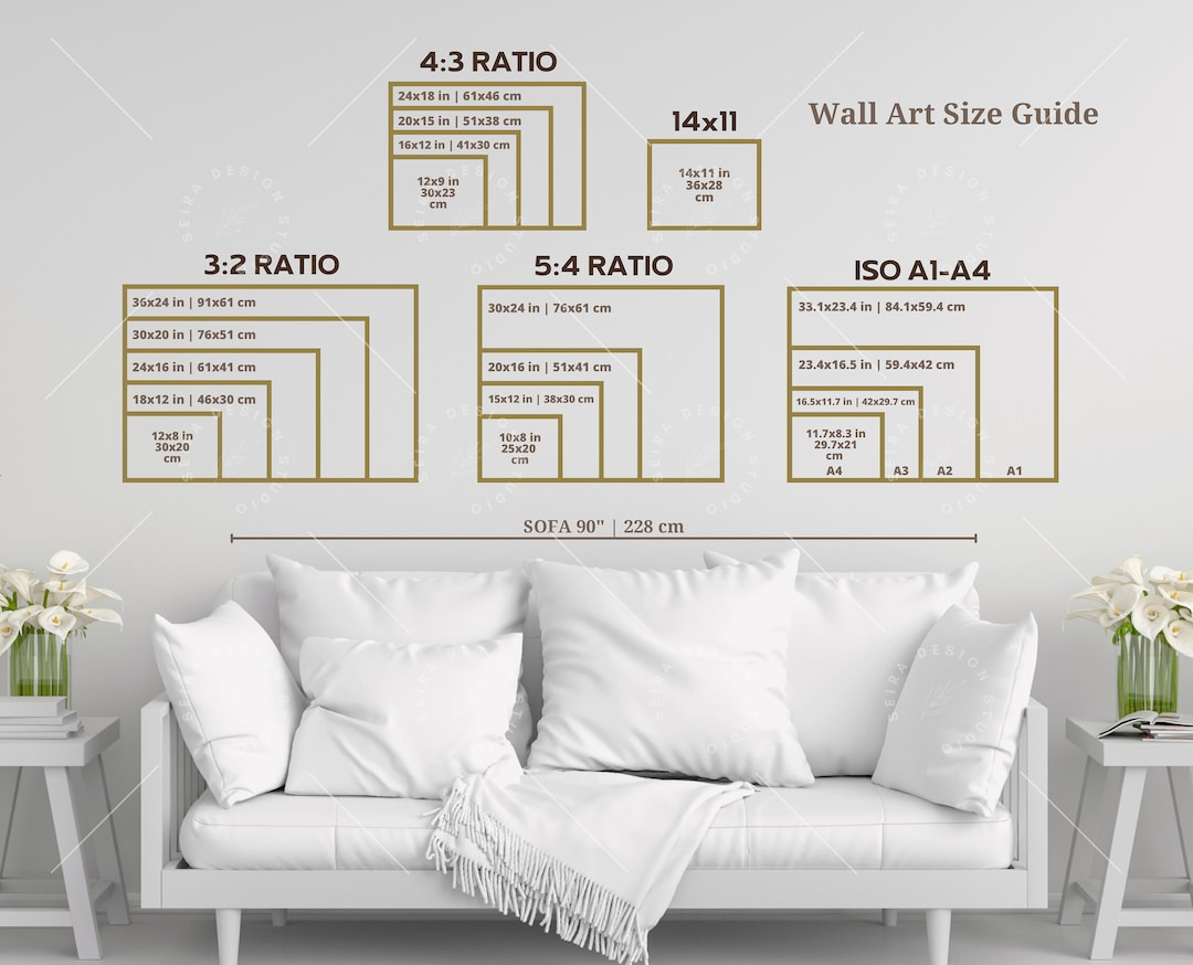 Horizontal Wall Art Size Guide, Standard Frame Sizes Guide, Living Room ...