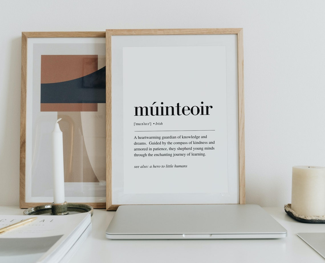Múinteoir Definition Print, Irish Print, Irish Gift, Teacher Gift ...