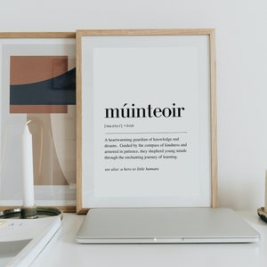 Múinteoir Definition Print, Irish Print, Irish Gift, Teacher Gift ...